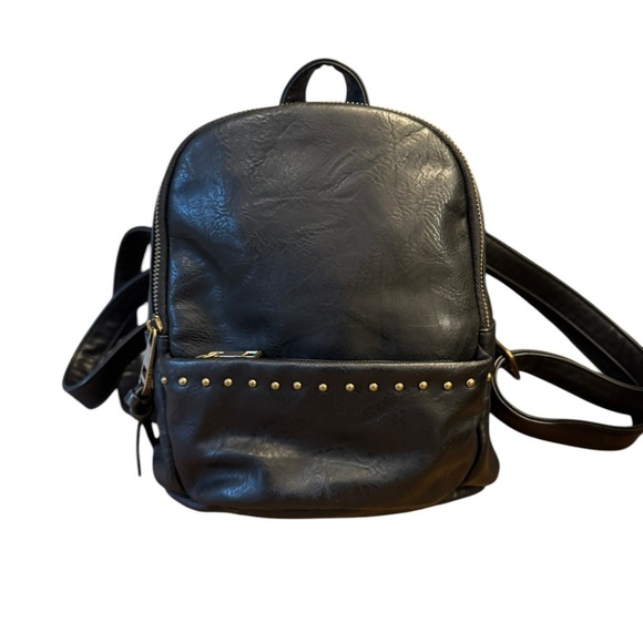 Madden Girl | Bags | Madden Girl Black Faux Leather Backpack With Gold ...